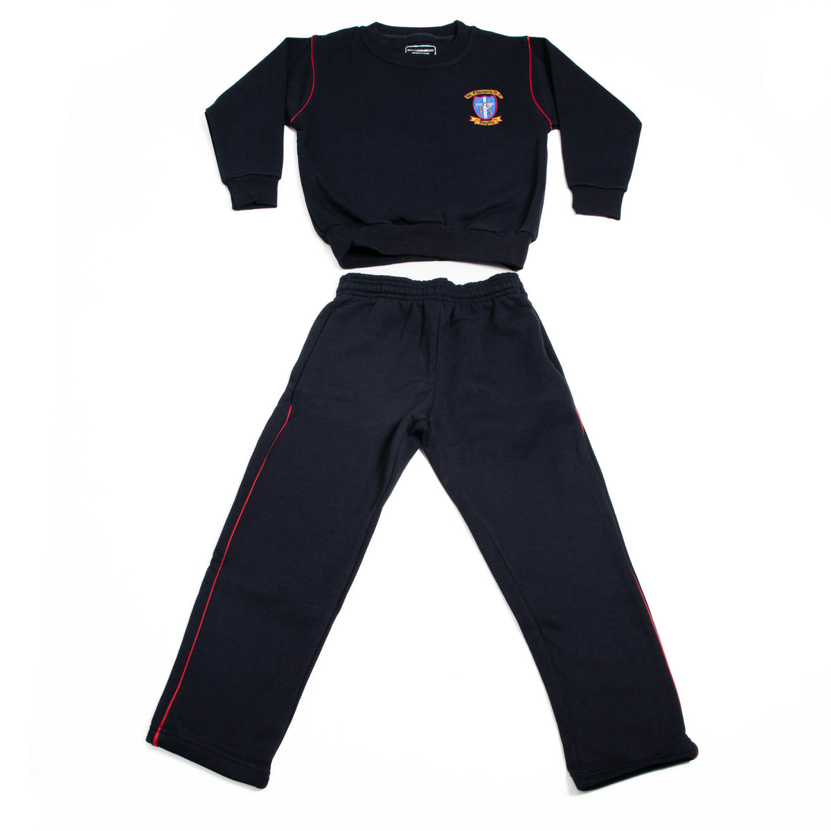 BAYLIN NS Track Suit Navy Crested Sweatshirt, red piping on Navy botto ...
