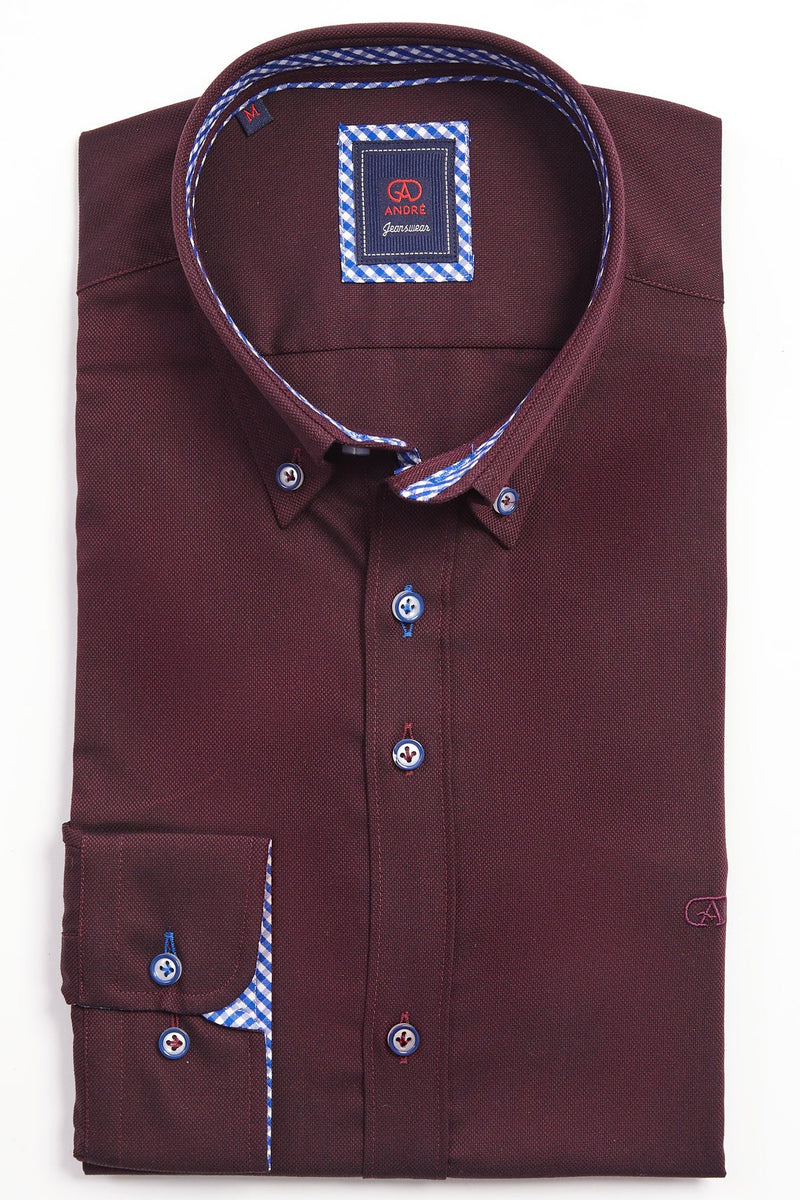 ANDRE MENSWEAR Rhine lomgsleeved Shirt Burgundy – Burgess Department Store