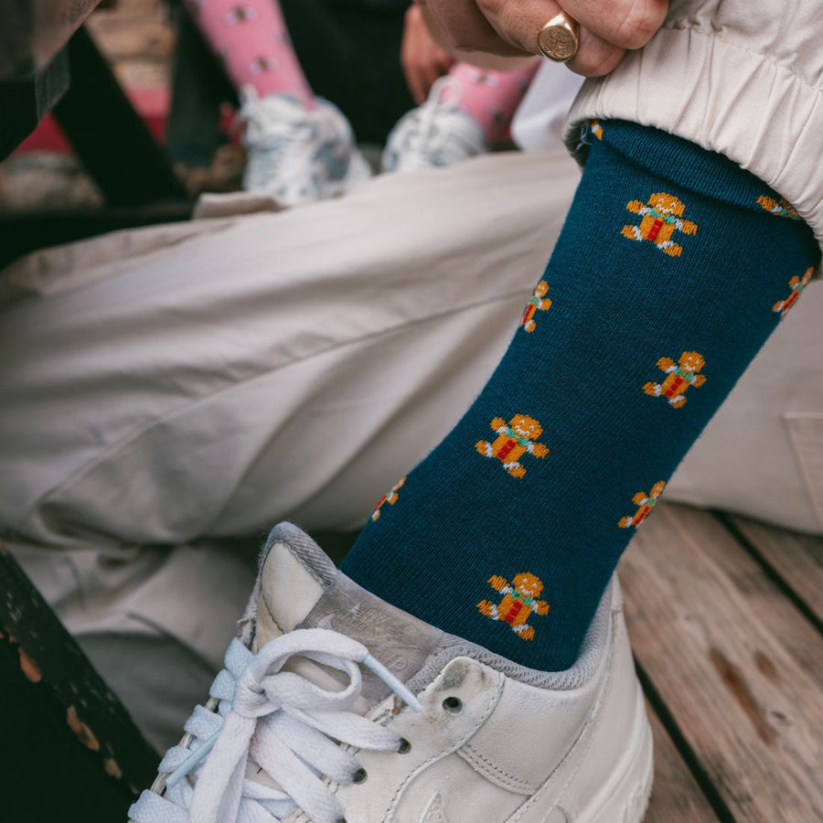 SWOLE PANDA Men’s Gingerbead Men Bamboo Socks Blue – Burgess Department ...