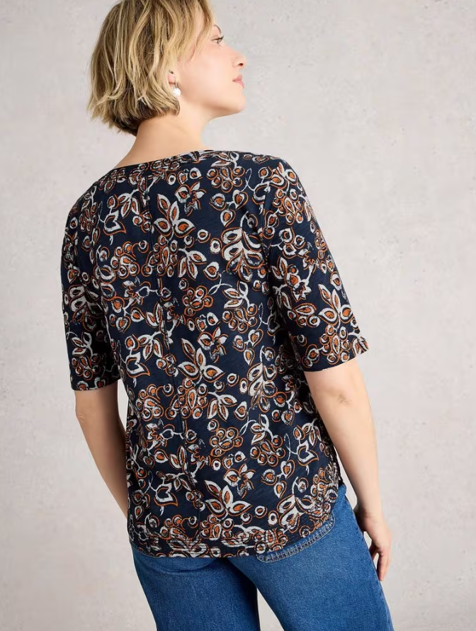 WHITE STUFF Weaver Tee Navy Print – Burgess Department Store